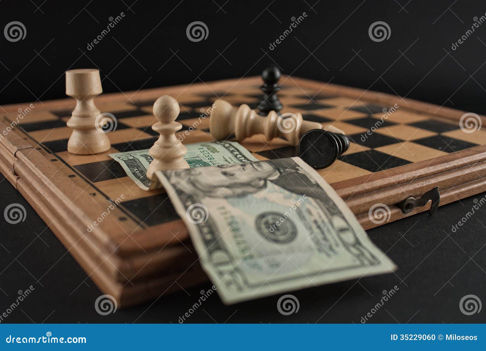 Chess Table with Dollar Bill Stock Photo - Image of chess, dollar: 35229060