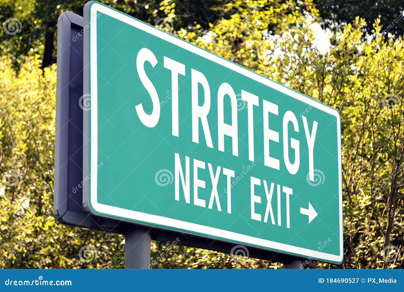Strategy - next exit sign stock image. Image of help - 184690527