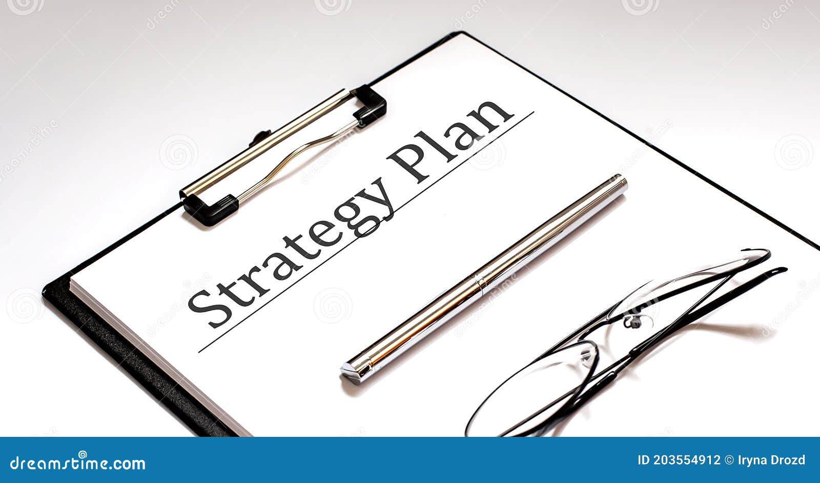 STRATEGY PLAN Concept on White Sheet with Pen and Glasses Stock Photo ...