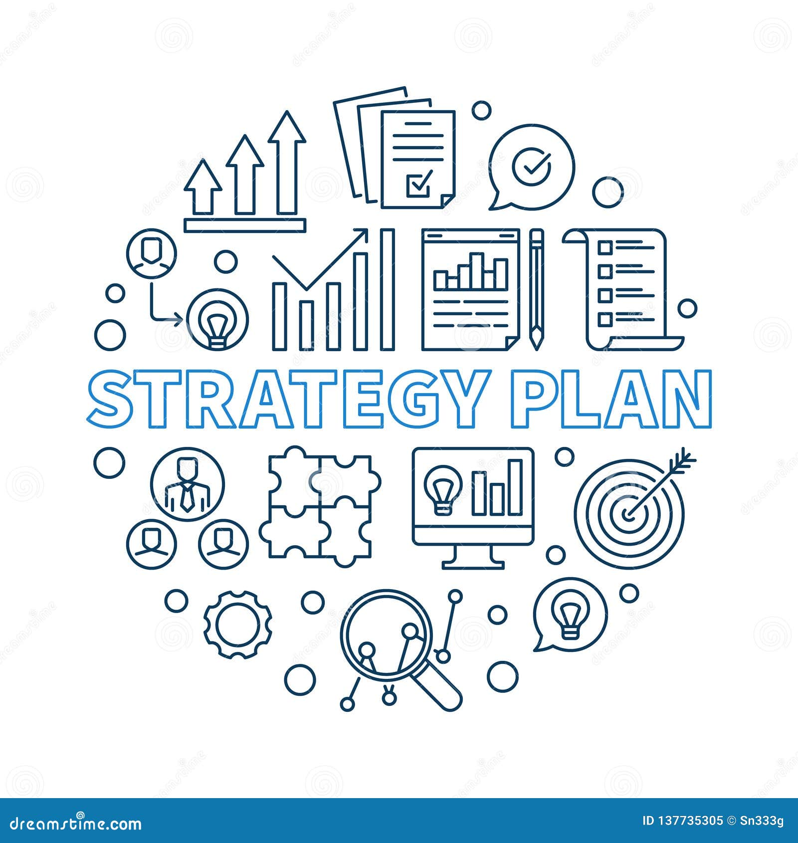 Strategy Plan Vector Circular Illustration in Outline Style Stock ...