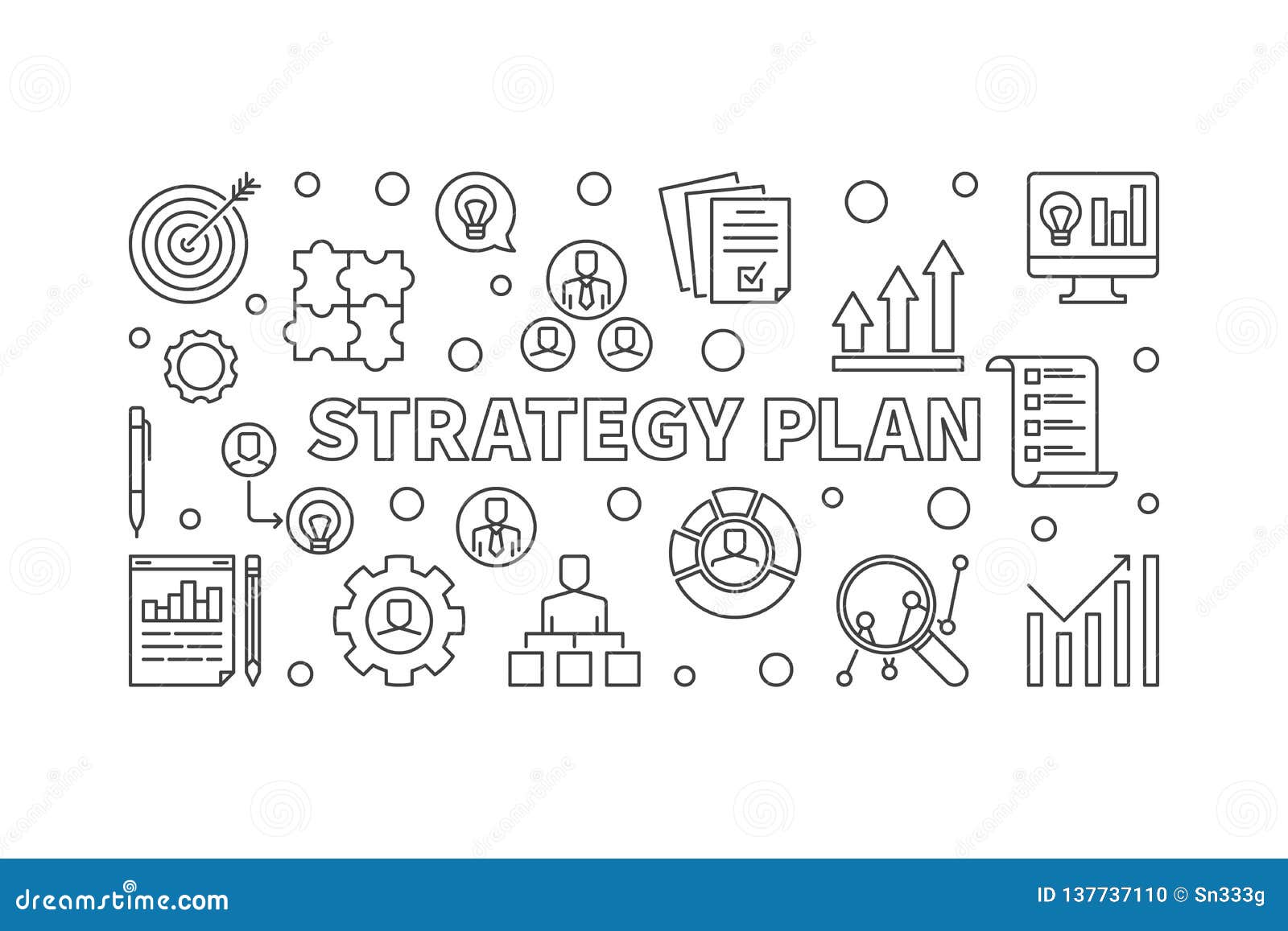 Strategy Plan Vector Concept Line Illustration or Banner Stock Vector ...