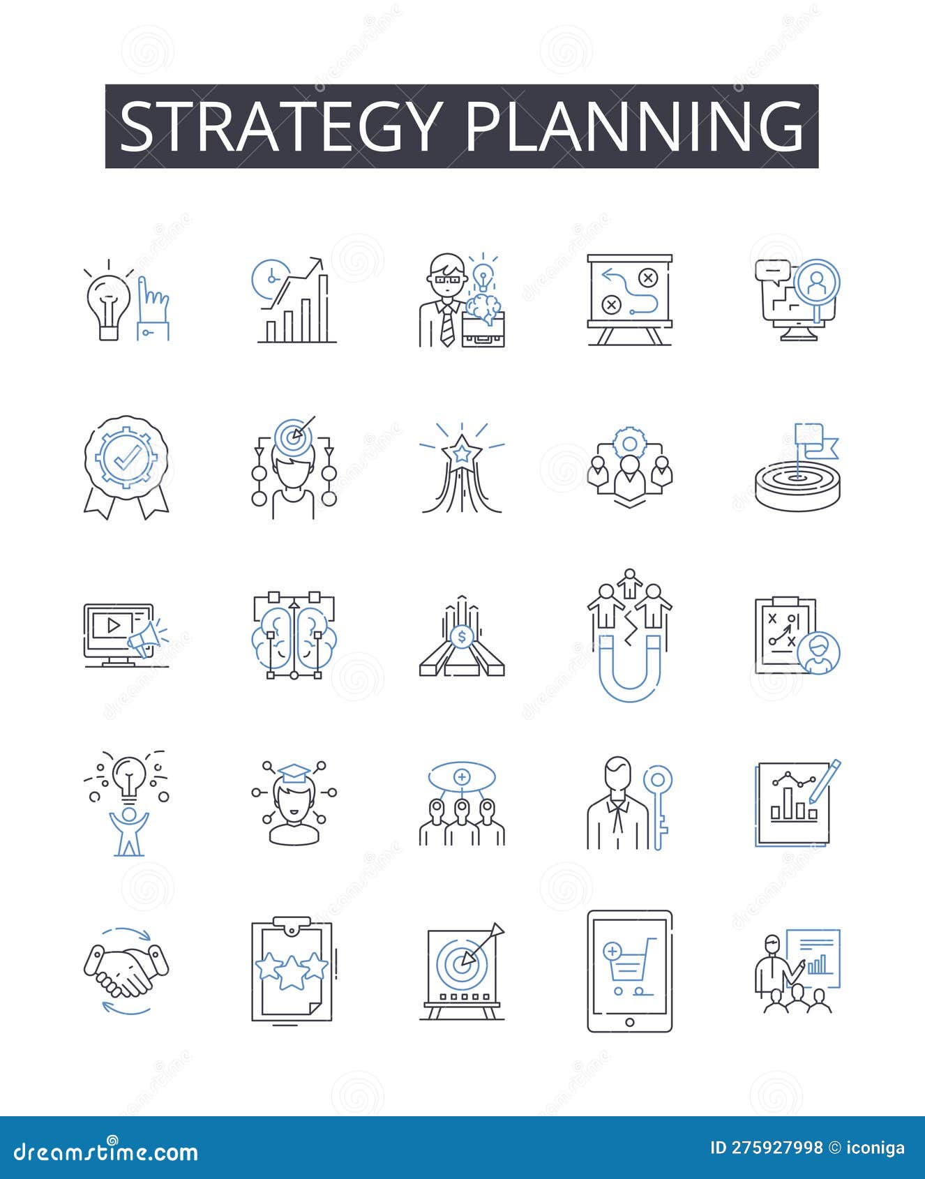 Strategy Planning Line Icons Collection. Goal Setting, Action Plan ...