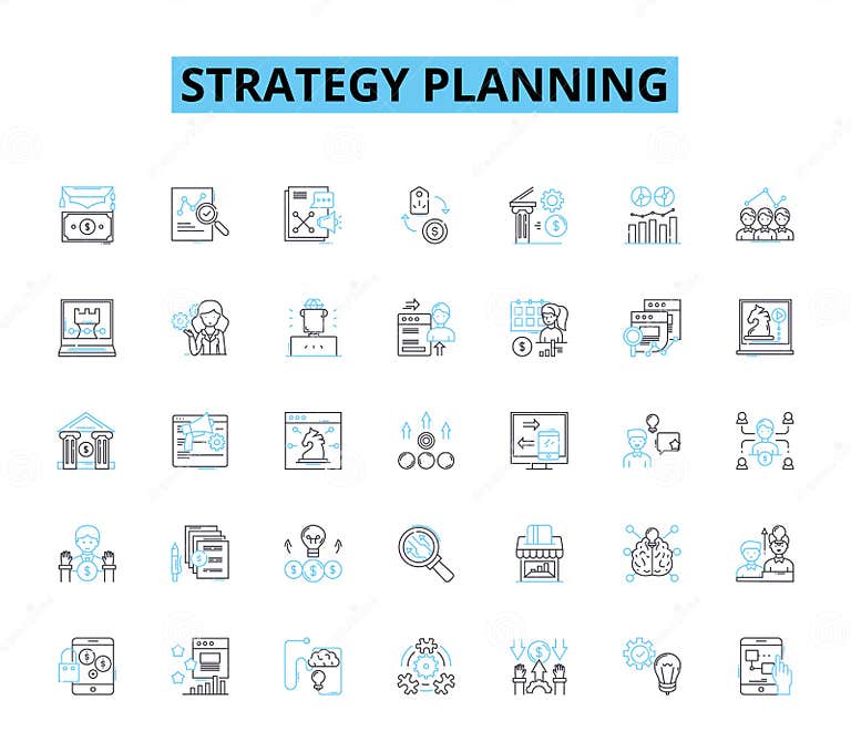 Strategy Planning Linear Icons Set. Alignment, Analysis, Approach ...
