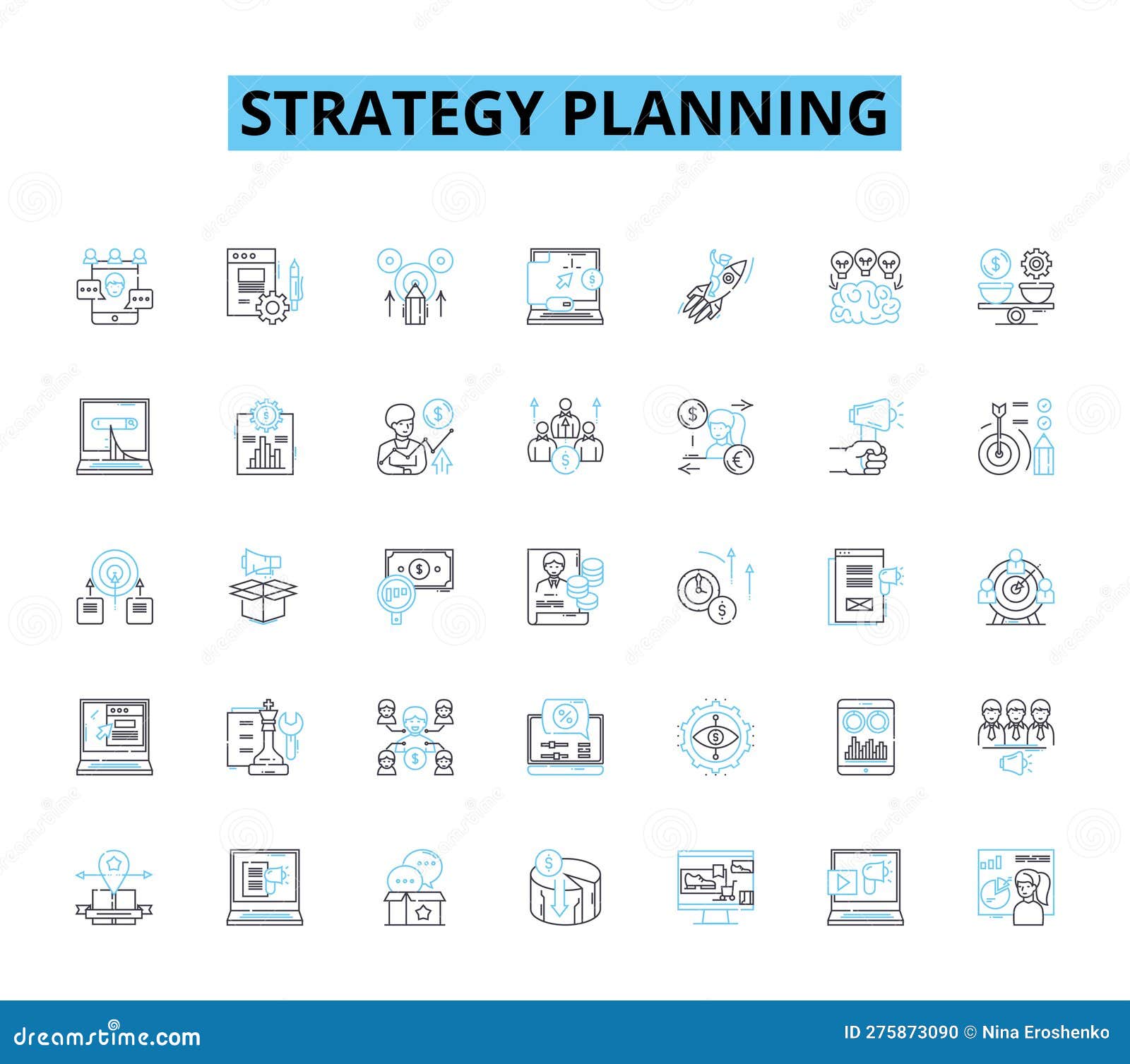 Strategy Planning Linear Icons Set. Alignment, Analysis, Approach ...