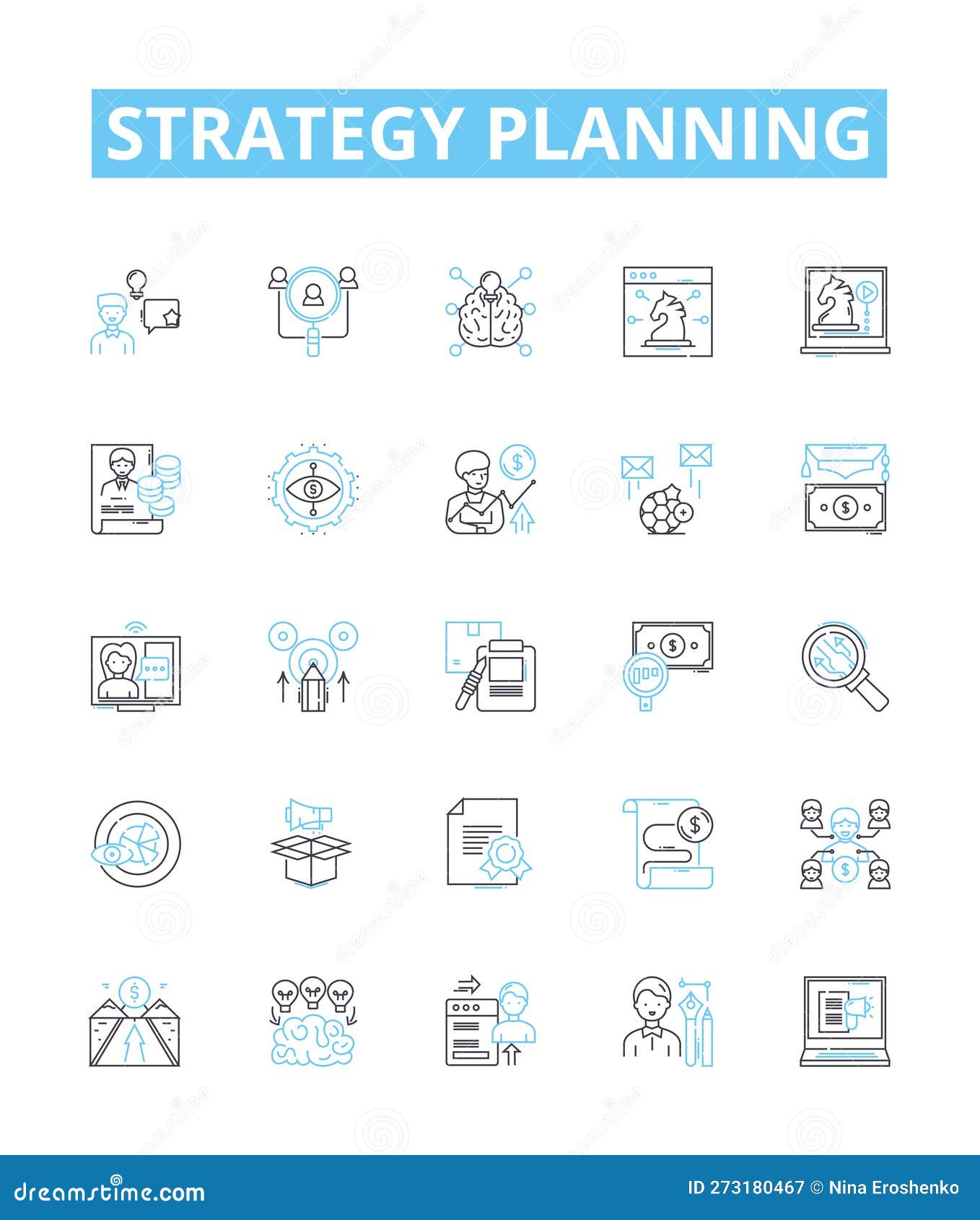 Strategy Planning Vector Line Icons Set. Strategy, Planning, Strategy ...
