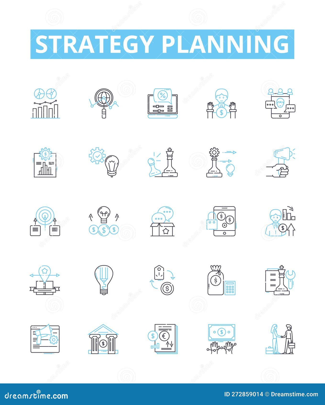 Strategy Planning Vector Line Icons Set. Strategy, Planning, Strategy ...