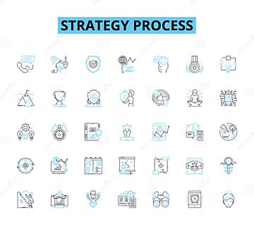 Strategy Process Linear Icons Set. Planning, Analysis, Execution ...