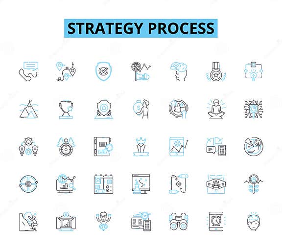 Strategy Process Linear Icons Set. Planning, Analysis, Execution ...