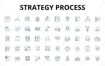Strategy Process Linear Icons Set. Planning, Analysis, Execution ...