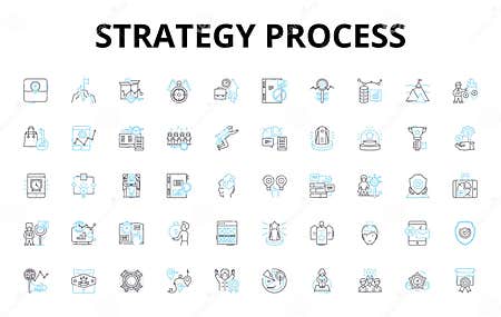 Strategy Process Linear Icons Set. Planning, Analysis, Execution ...