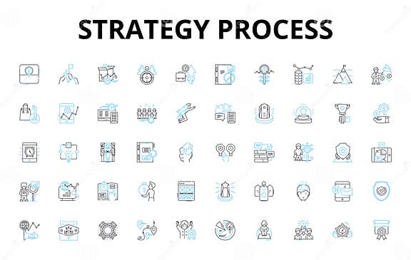 Strategy Process Linear Icons Set. Planning, Analysis, Execution ...
