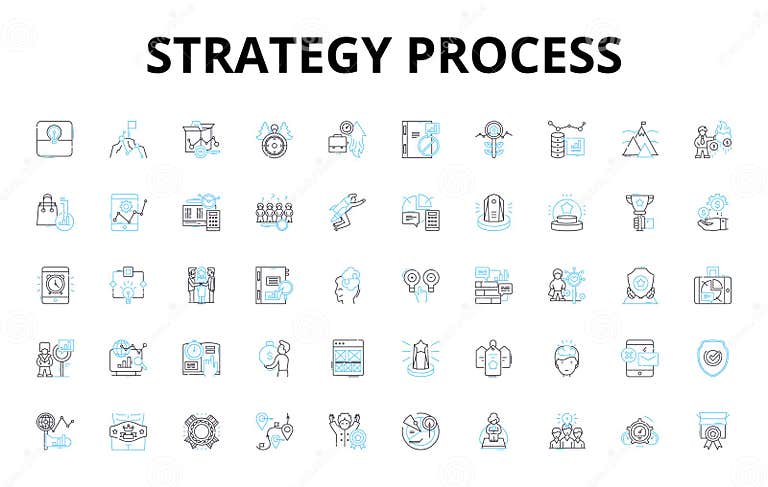 Strategy Process Linear Icons Set. Planning, Analysis, Execution ...