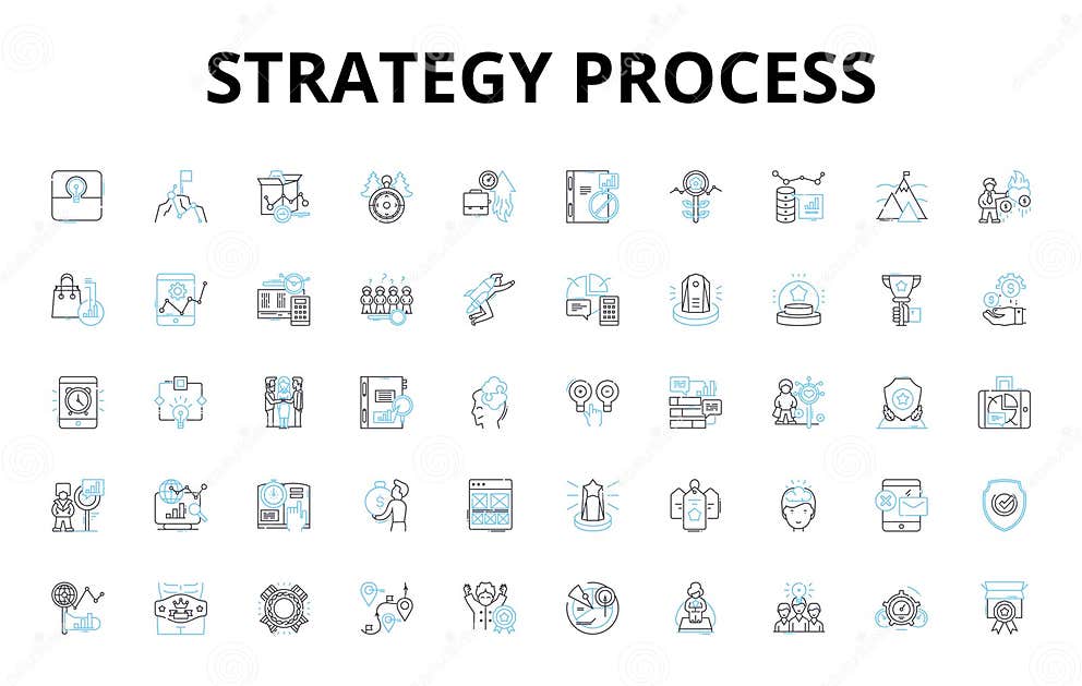Strategy Process Linear Icons Set. Planning, Analysis, Execution ...