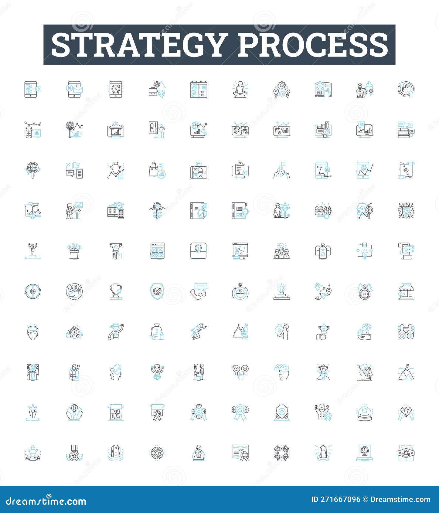 Strategy Process Vector Line Icons Set. Planning, Analysis, Execution ...