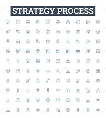 Strategy Process Vector Line Icons Set. Planning, Analysis, Execution, Decision-Making ...
