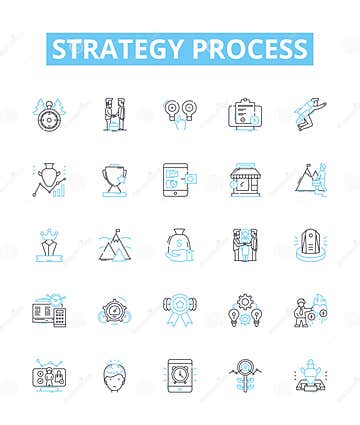 Strategy Process Vector Line Icons Set. Planning, Analysis, Execution ...