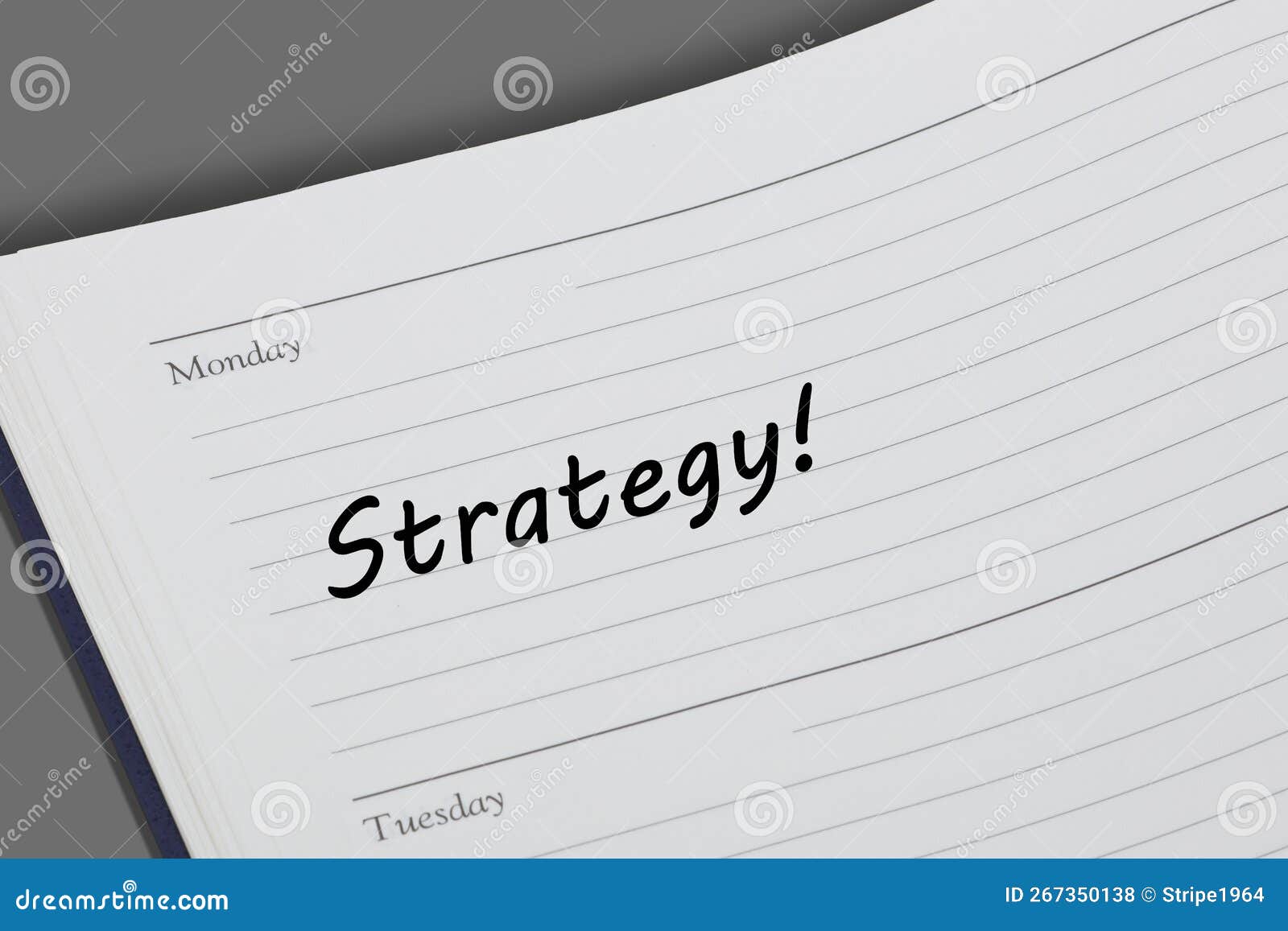 Strategy Reminder Message in an Open Diary Stock Photo - Image of sheet ...