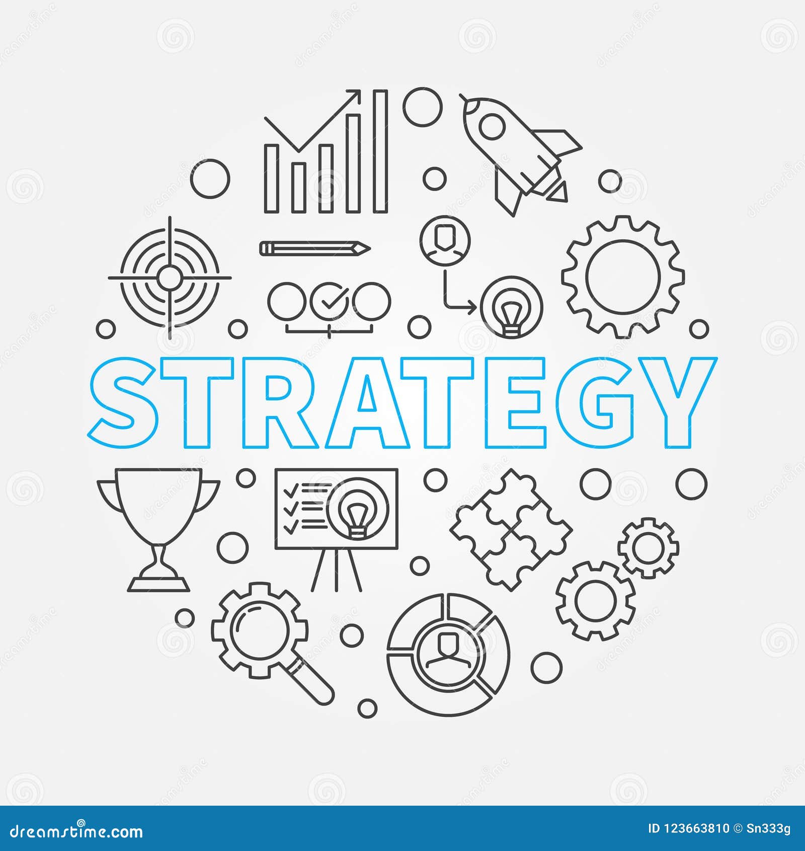 Strategy Round Outline Vector Illustration Stock Vector - Illustration ...