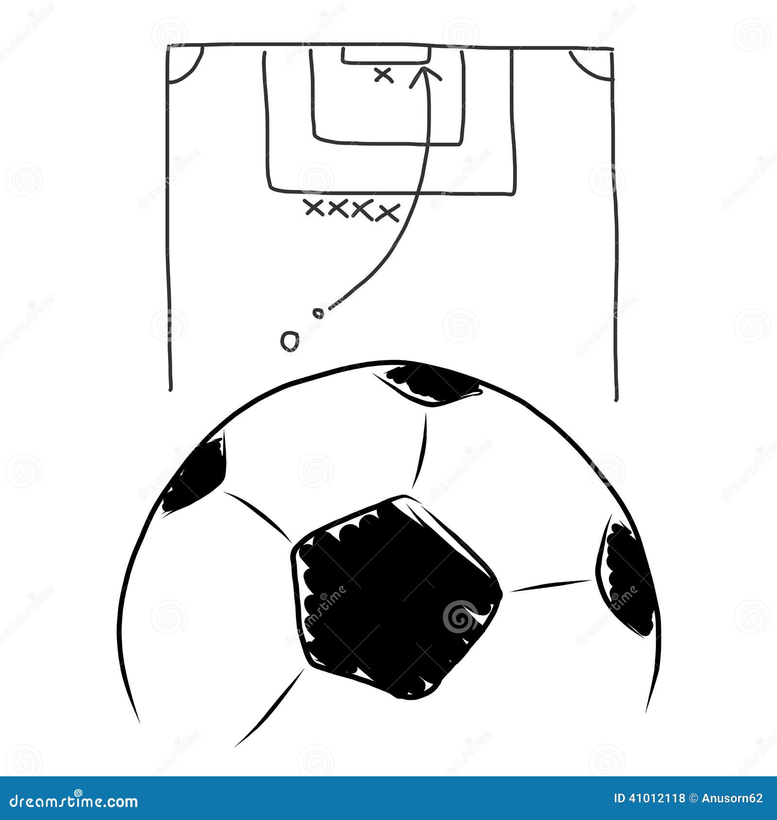 Strategy Soccer Free Kick , Hand Draw Stock Illustration - Illustration ...