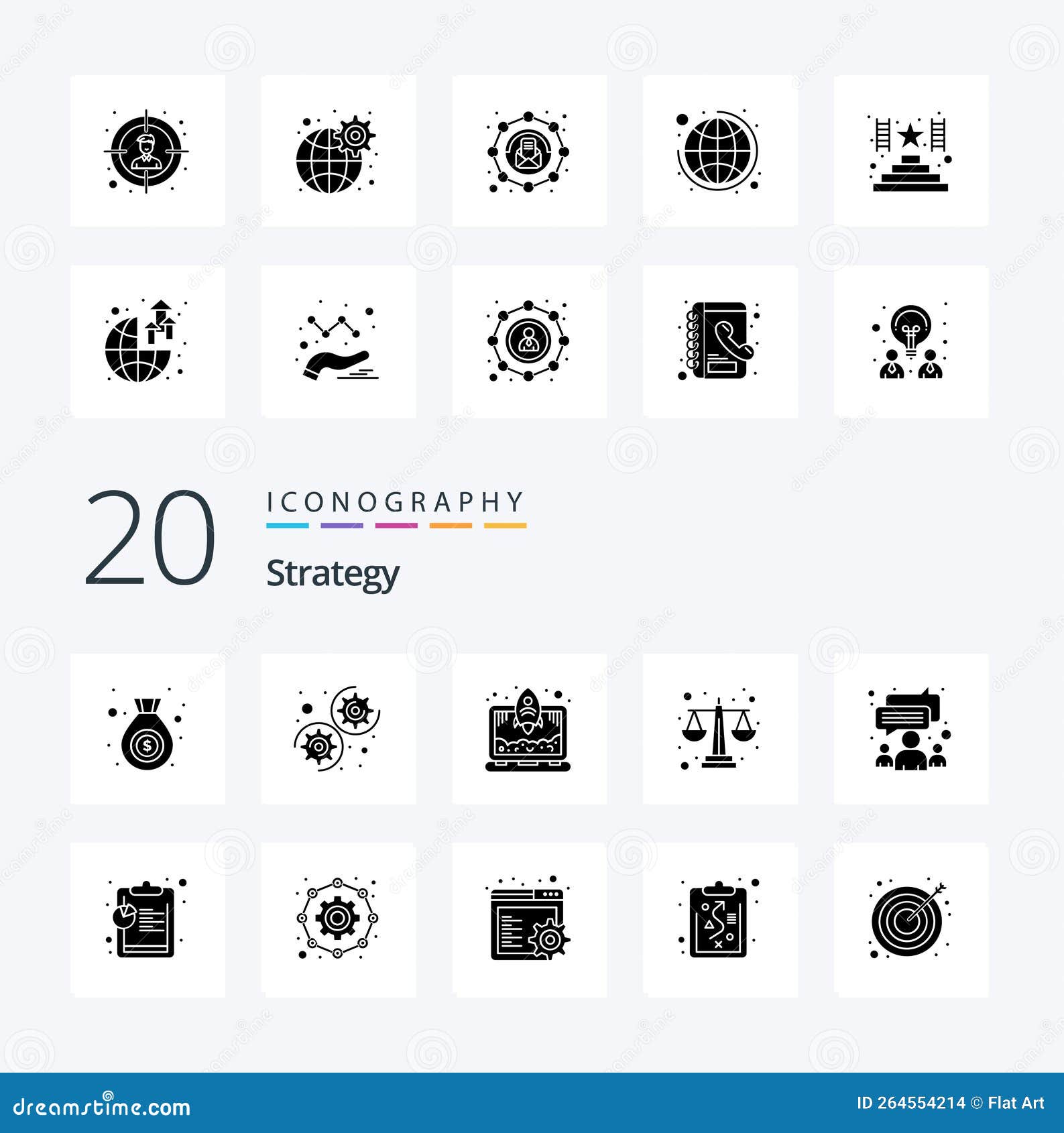 20 Strategy Solid Glyph Icon Pack Like Analysis Meeting Start Up Group ...