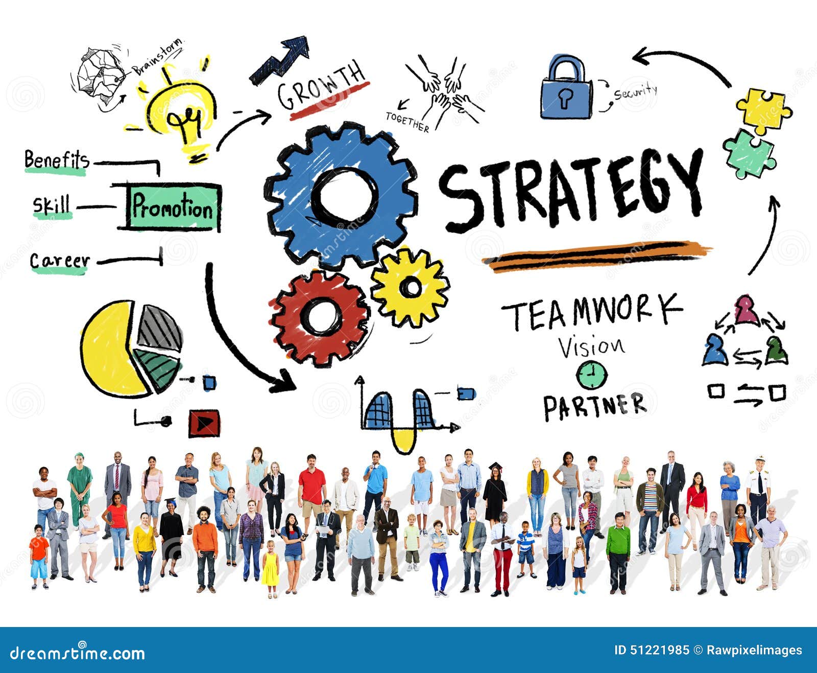 Strategy Solution Tactics Teamwork Growth Vision Concept Stock Image ...