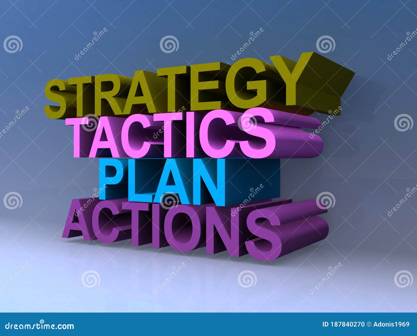 Strategy Tactics Plan Action Arrow Signs Achieve Goal 3D Royalty-Free ...