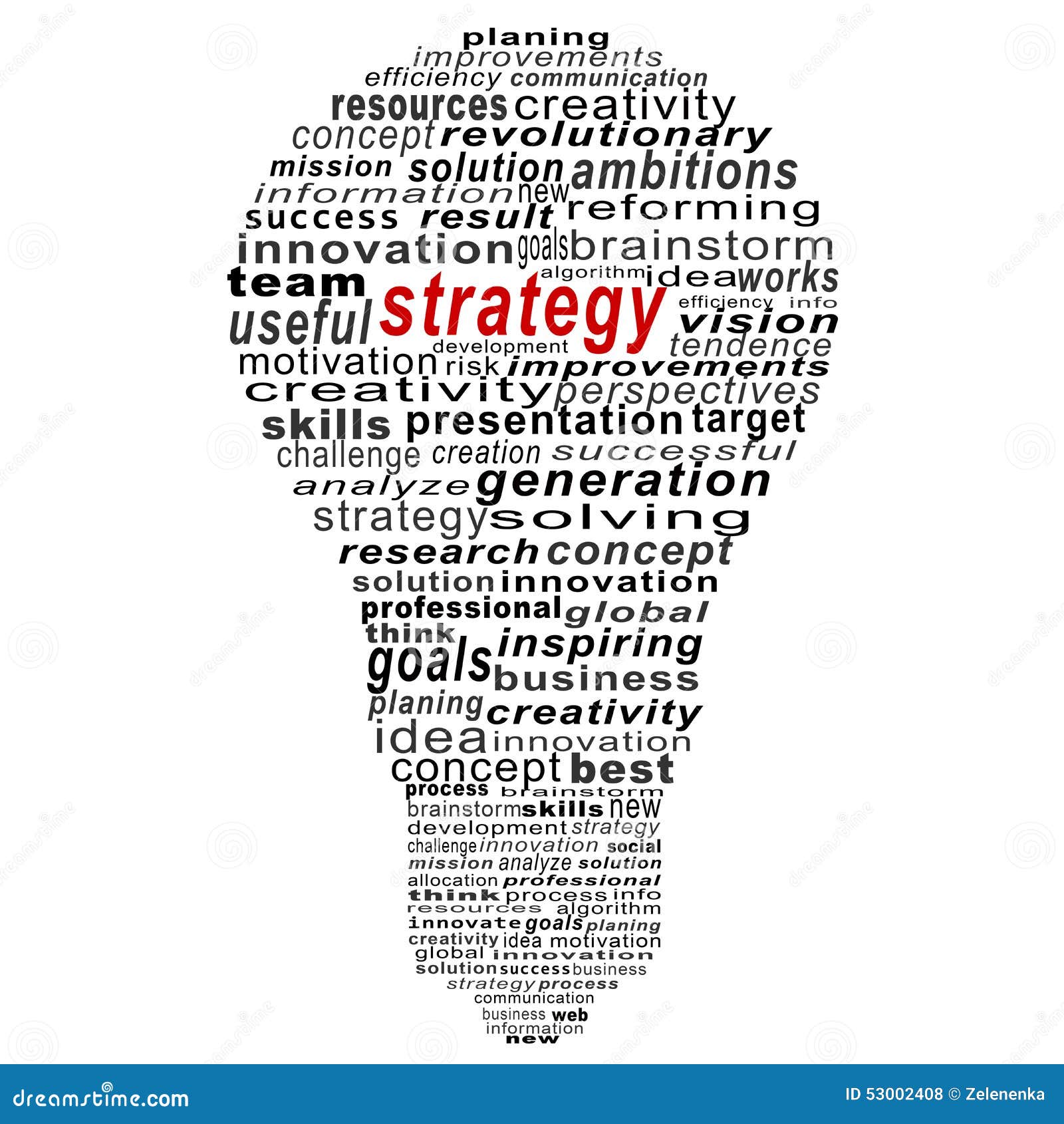 Strategy Text Collage Composed in the Shape of Bulb Stock Illustration ...
