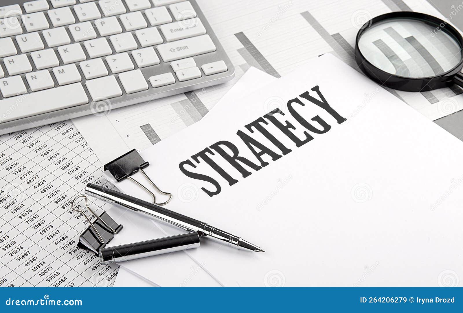 STRATEGY Text on Paper with Chart and Keyboard, Business Concept Stock ...