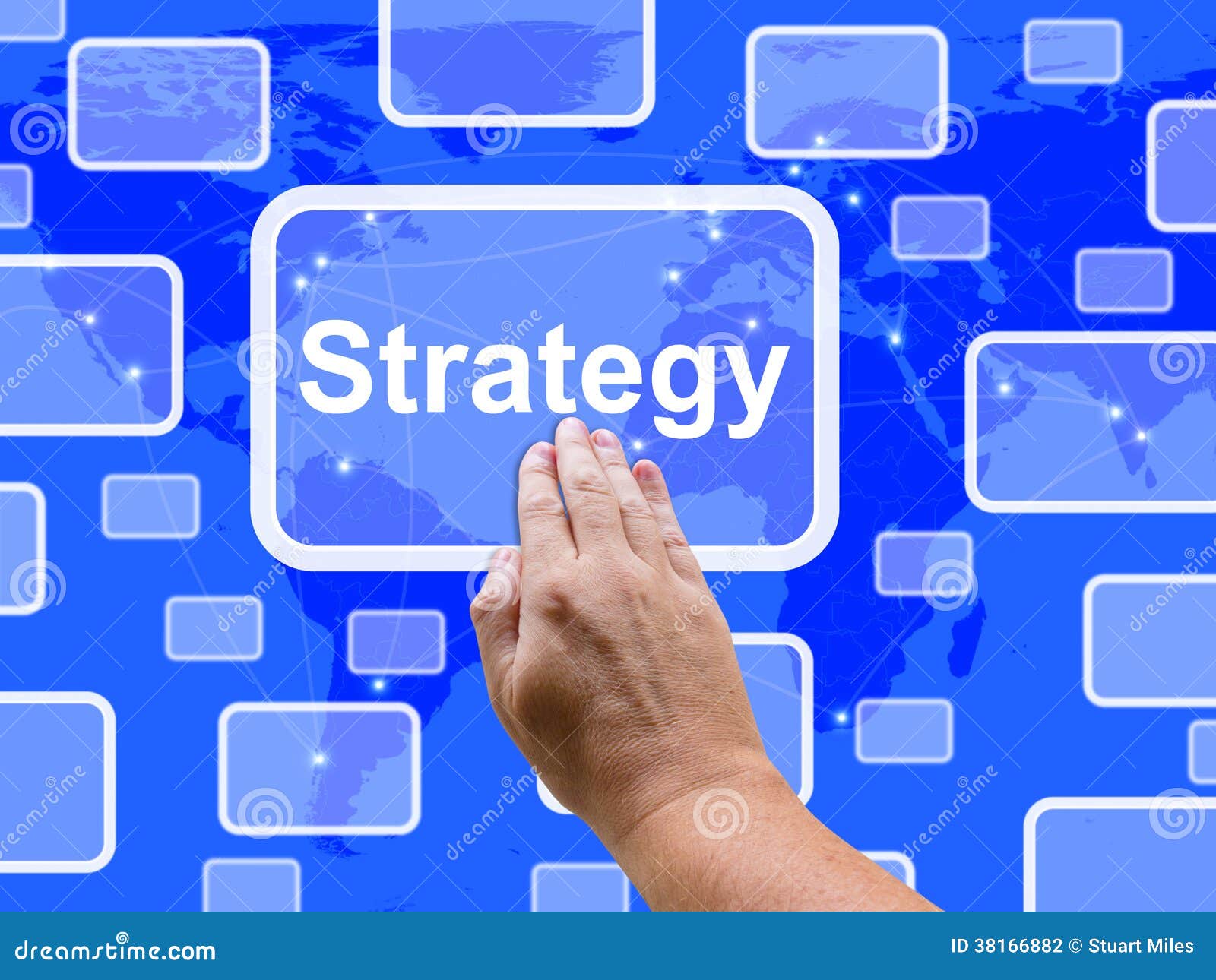 Strategy Touch Screen Shows Business Solution Stock Illustration ...