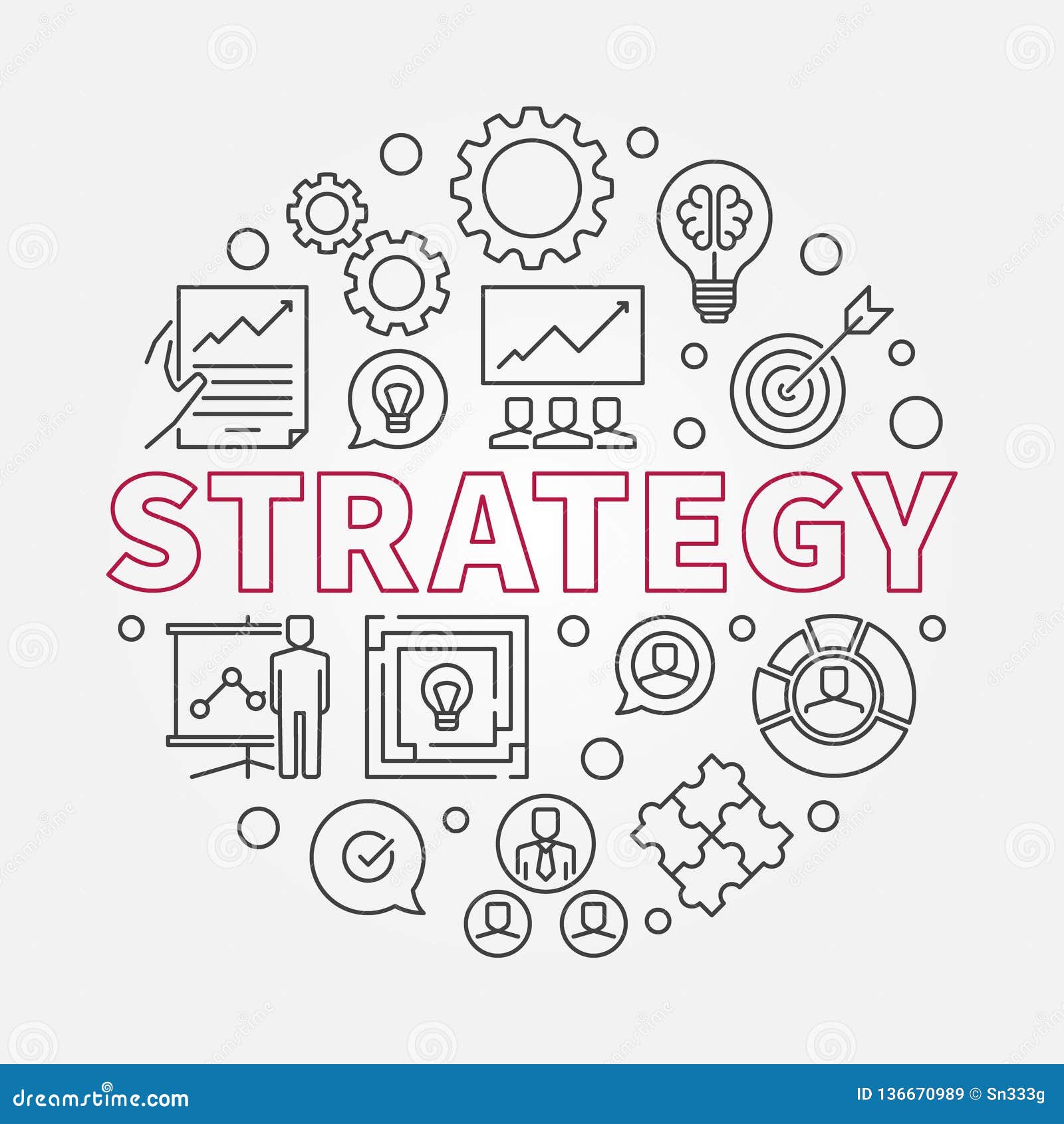 Strategy Vector Round Illustration in Thin Line Style Stock Vector ... Strategy Vector Round Illustration in Thin Line Style Stock Vector ...