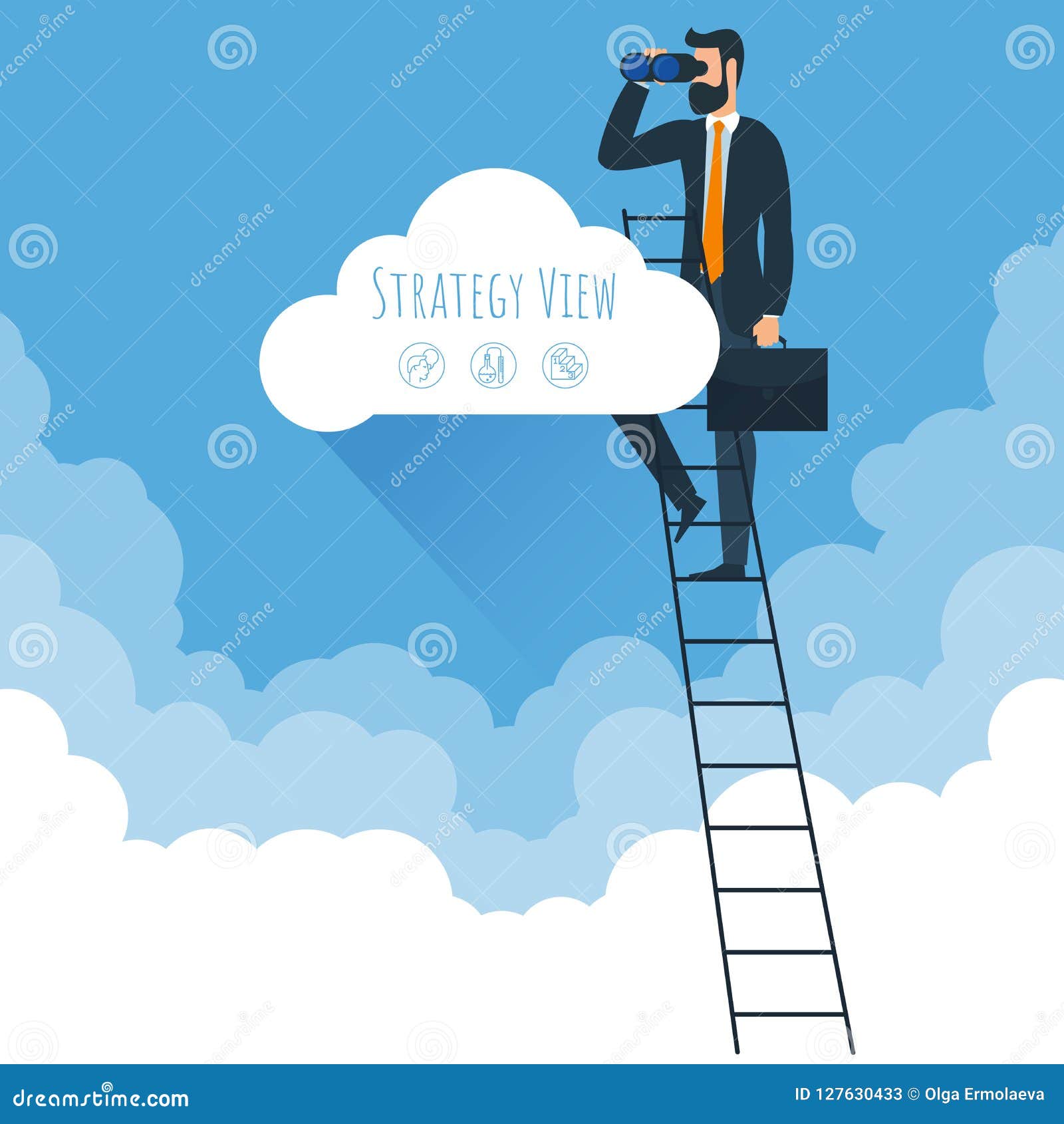 Strategy View and Ladders To Clouds Stock Vector - Illustration of ...
