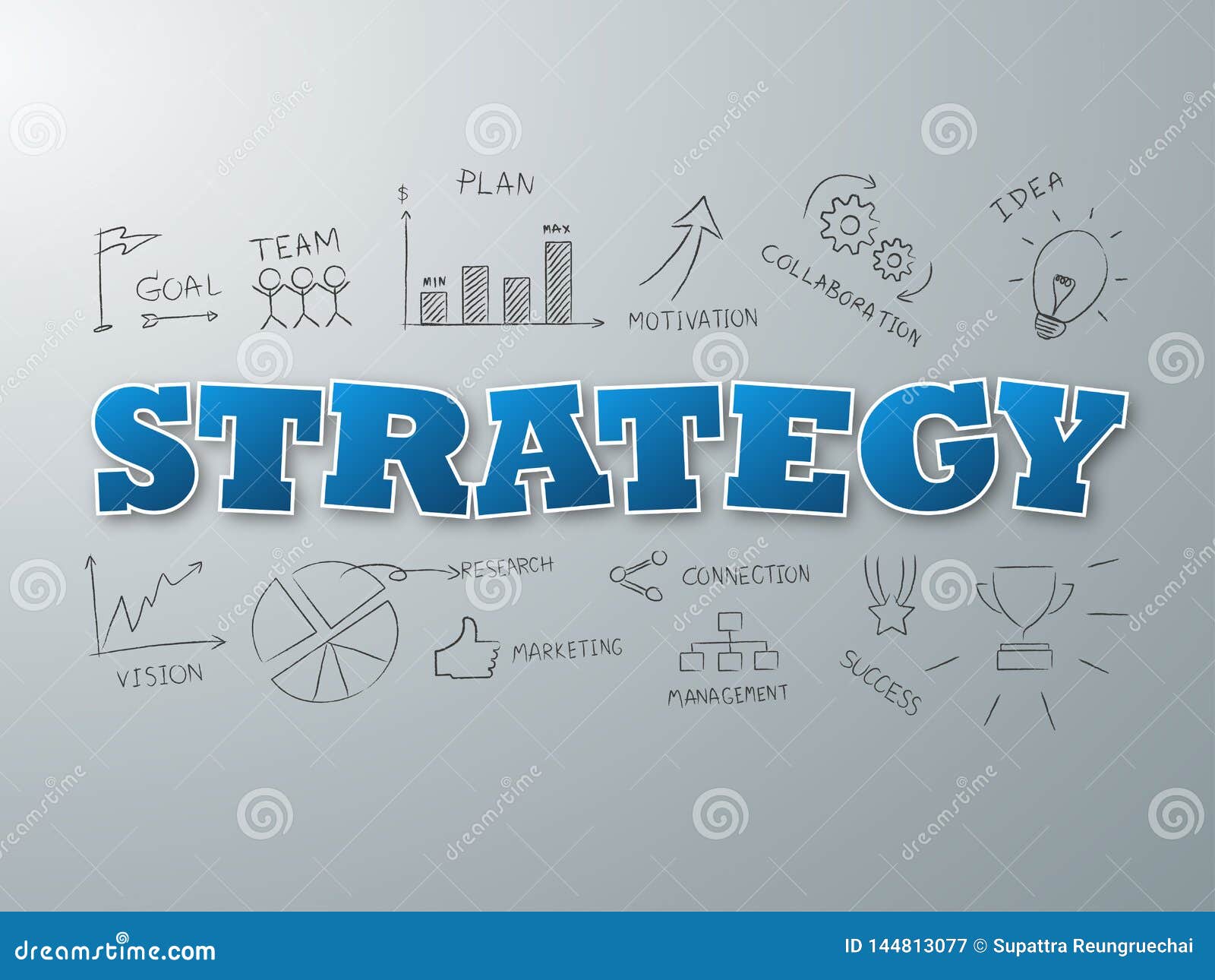 Strategy Word on Light Background. Vector Illustration Stock Vector ...