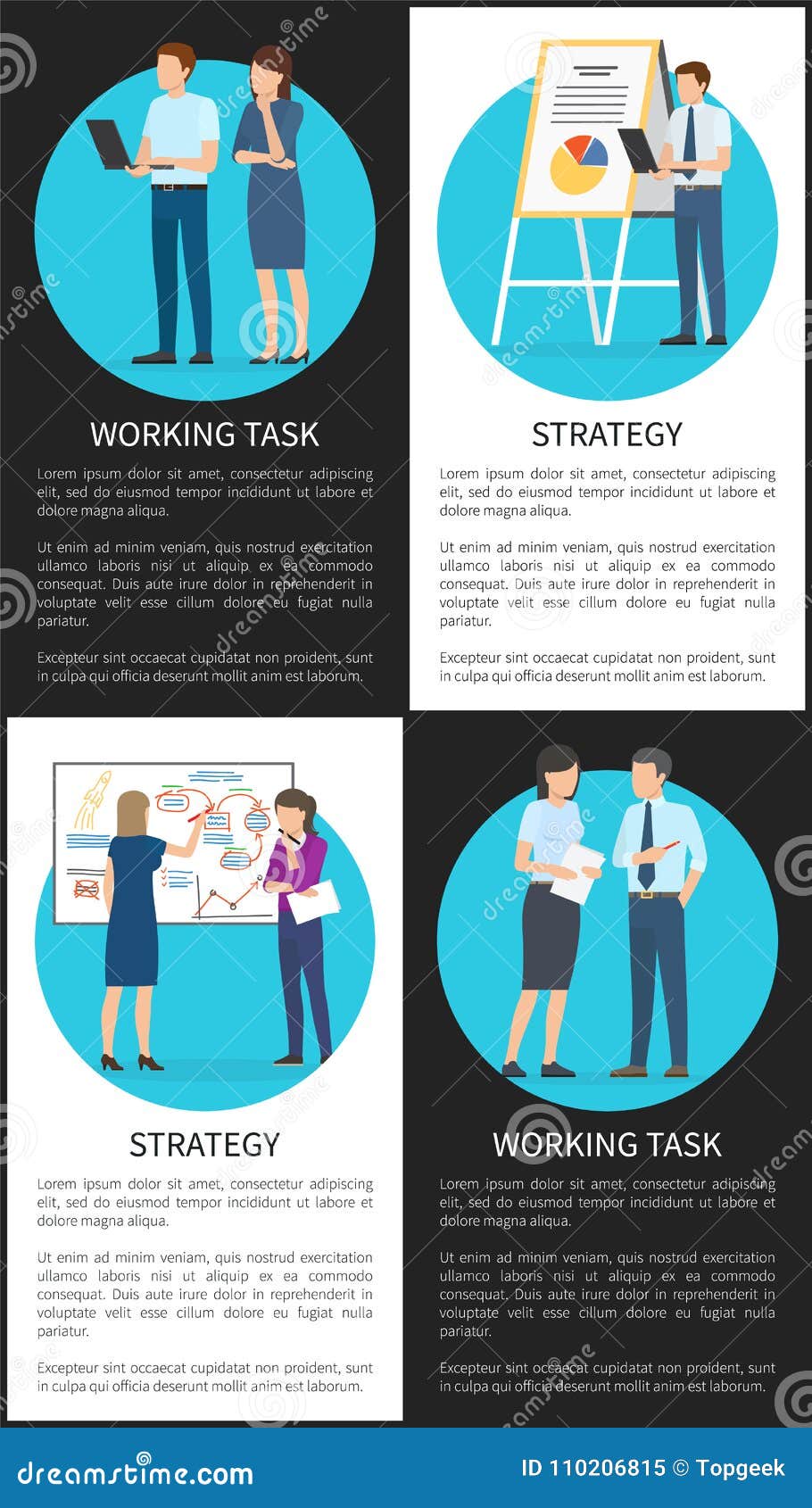 Strategy Working Task Set of Color Office Banners Stock Vector ...