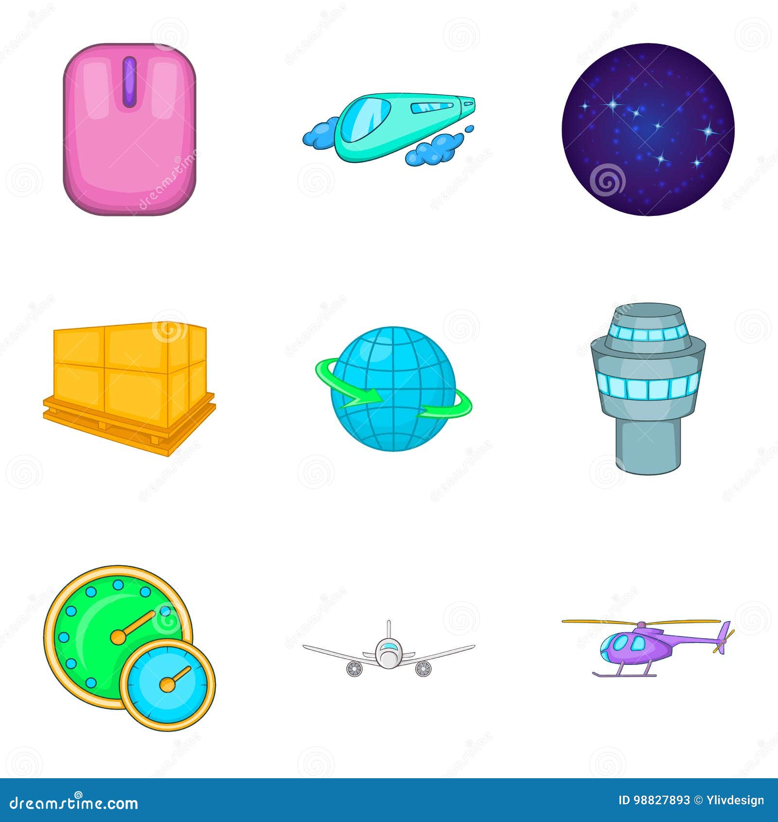 Stratosphere Icons Set, Cartoon Style Stock Vector - Illustration of ...