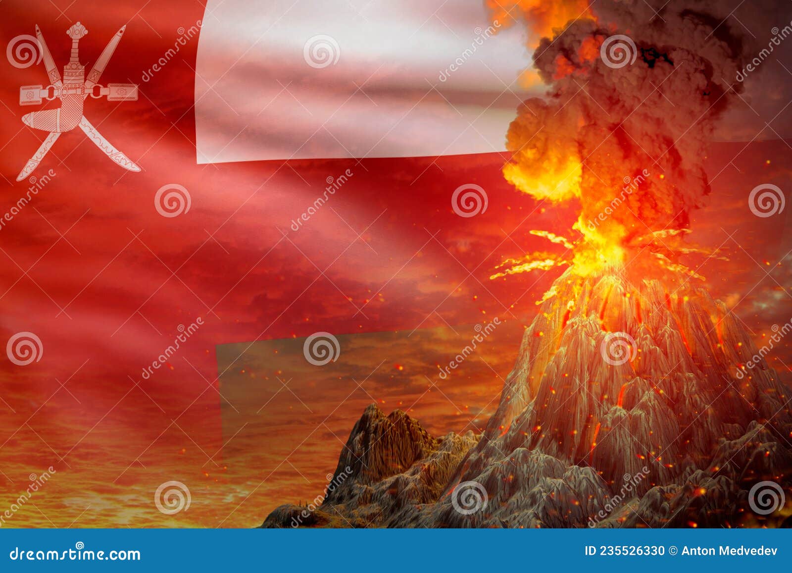 Stratovolcano Blast Eruption At Day Time With White Smoke On Madagascar ...