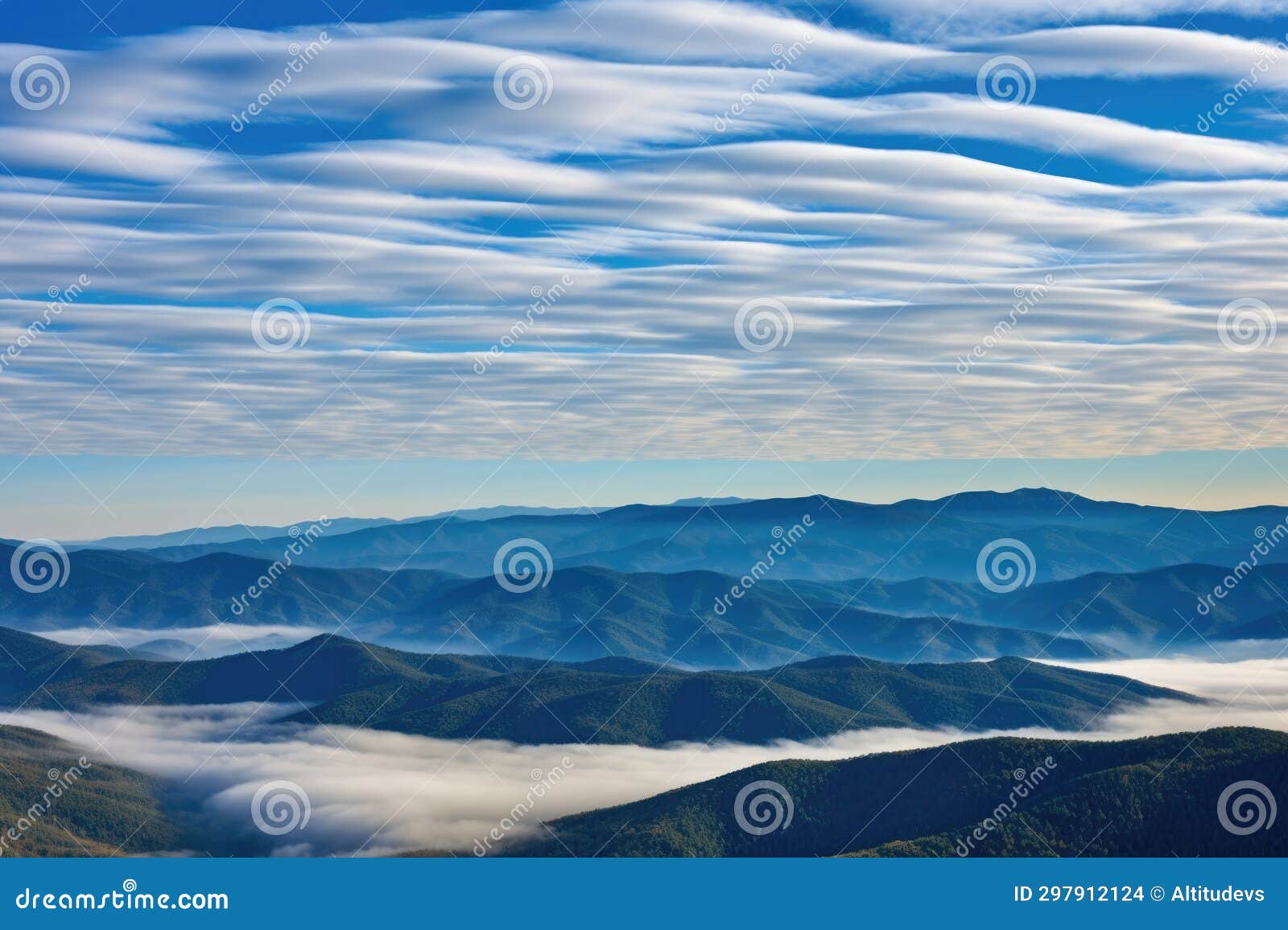 Stratus Cloud Layer Over a Mountain Range Stock Photo - Image of ...