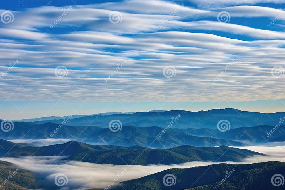 Stratus Cloud Layer Over a Mountain Range Stock Photo - Image of ...
