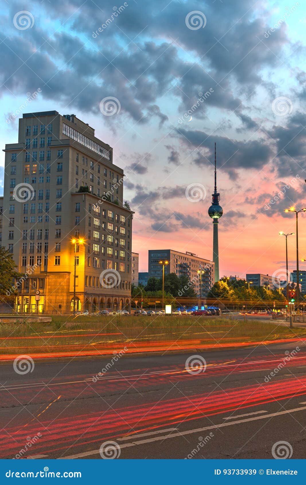 The Strausberger Platz in Berlin after Sunset Stock Image - Image of ...
