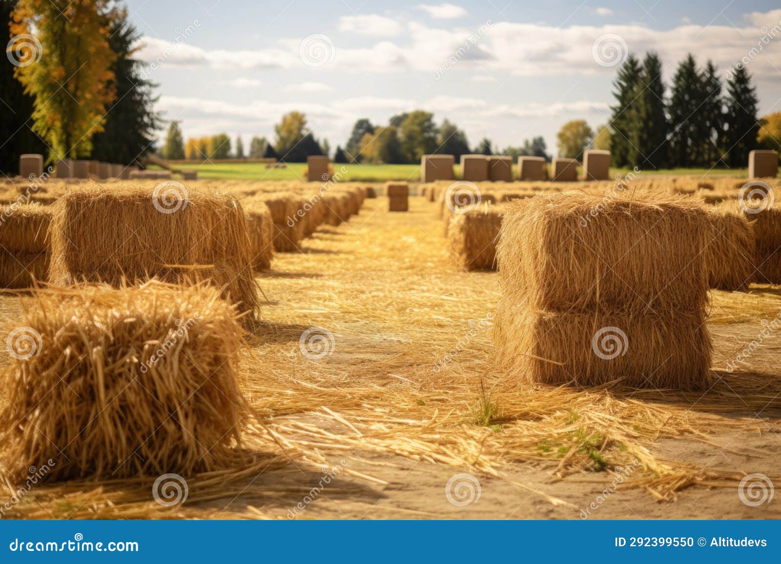 Straw Bales Arranged beside a Corn Maze Stock Photo - Image of ...
