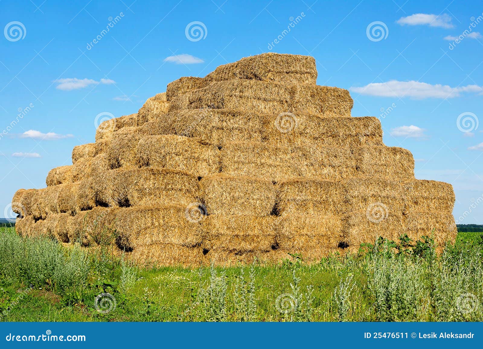 Straw Bales Stacked in a Heap on the Field Stock Image - Image of ...