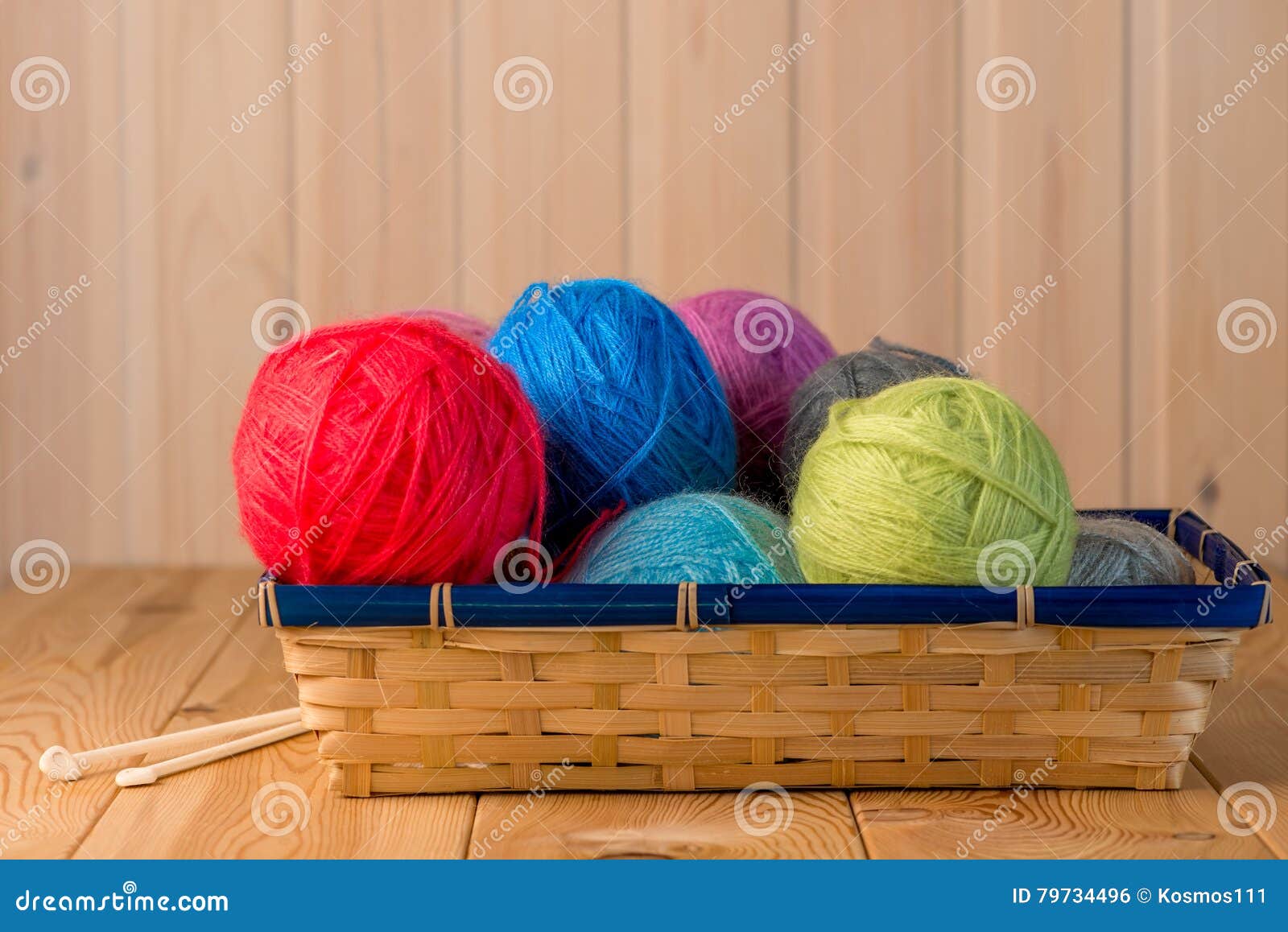 Straw Basket Packed Full of Woolen Threads Stock Photo - Image of ...