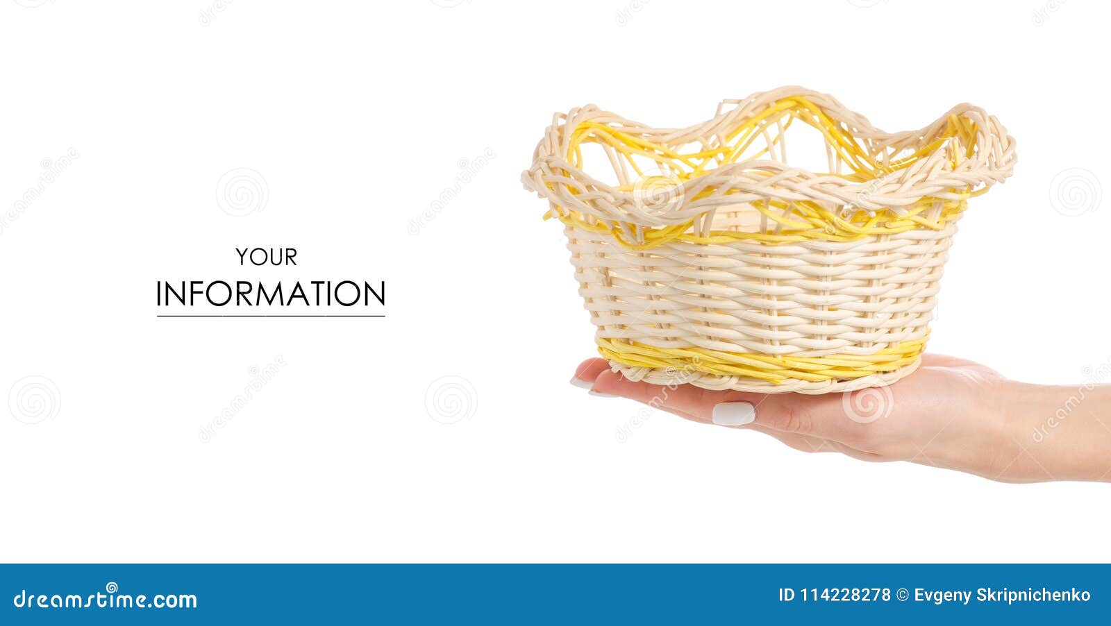 Straw Basket Yellow in Hand Pattern Stock Photo - Image of detail ...