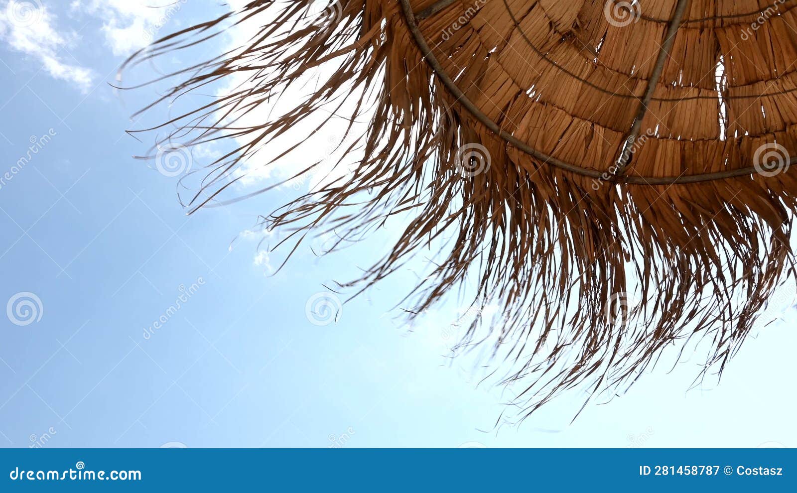 Straw beach umbrella stock video. Video of idyllic, concept - 281458787