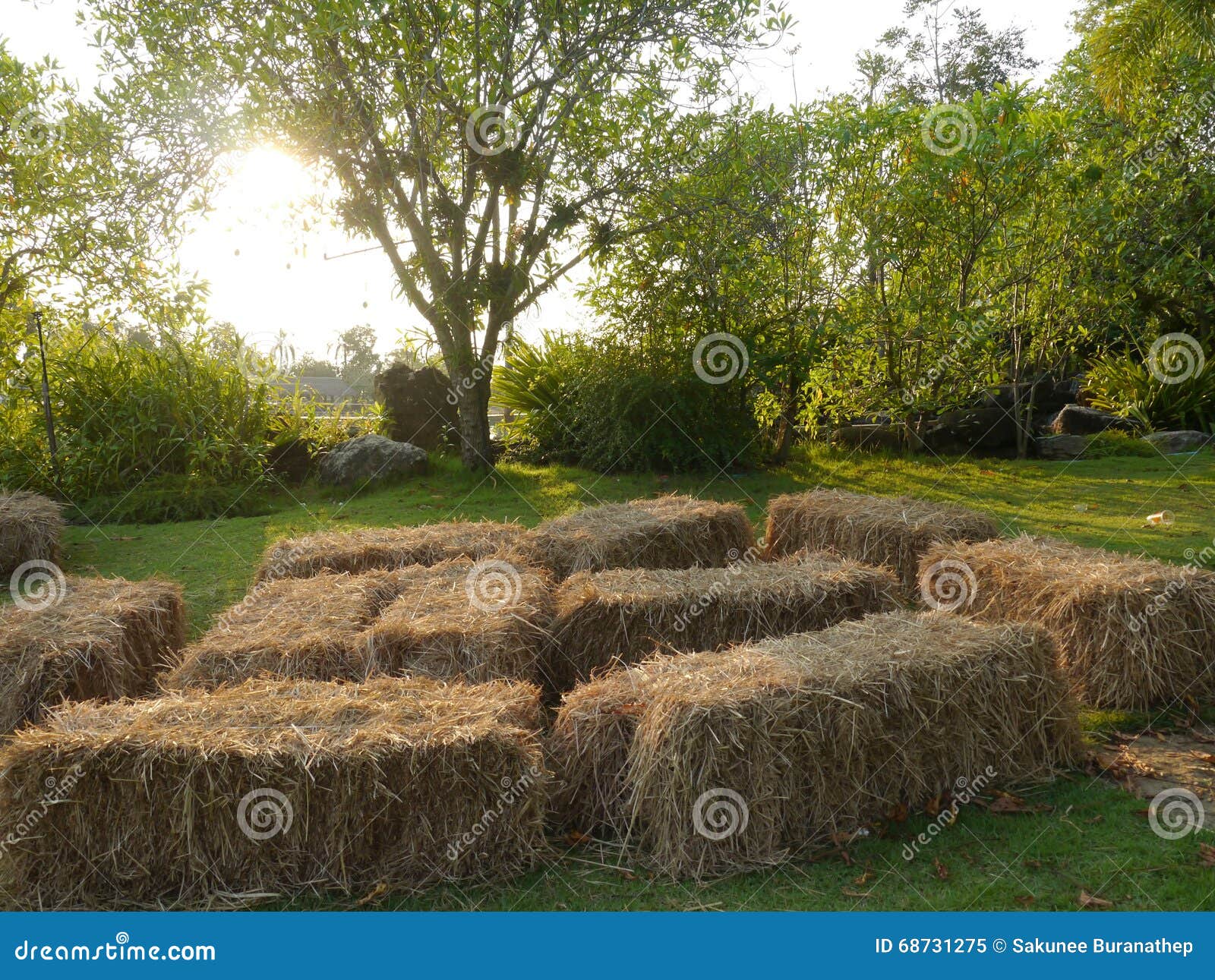 Straw Bench stock image. Image of agriculture, comfortable - 68731275