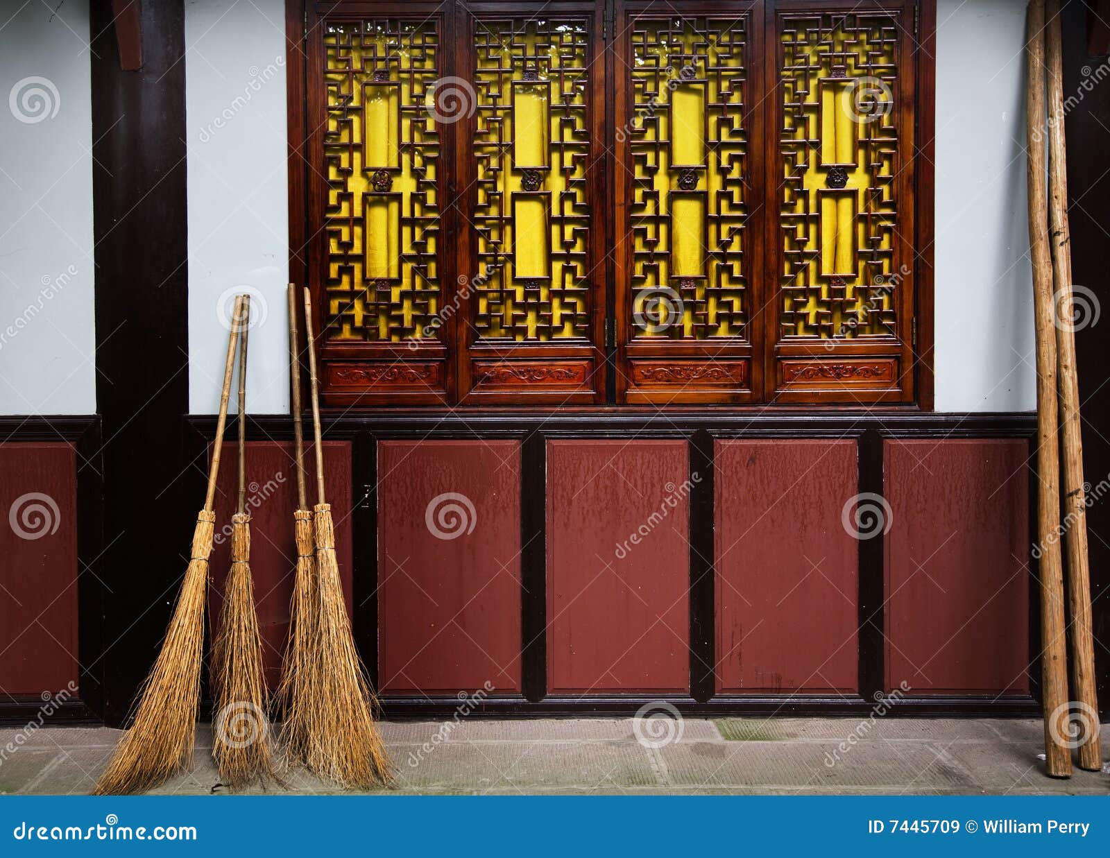 Straw Brooms Wall Windows Buddhist Temple China Stock Image - Image of ...