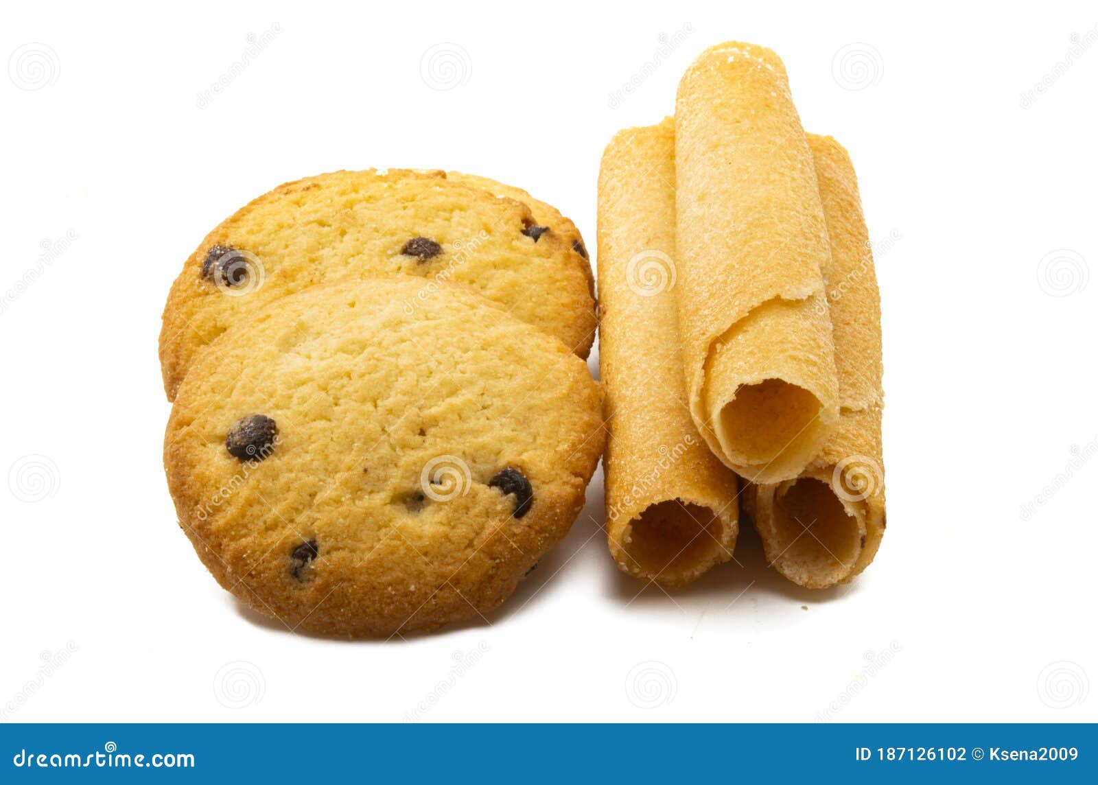 Straw cookies isolated stock photo. Image of dessert - 187126102