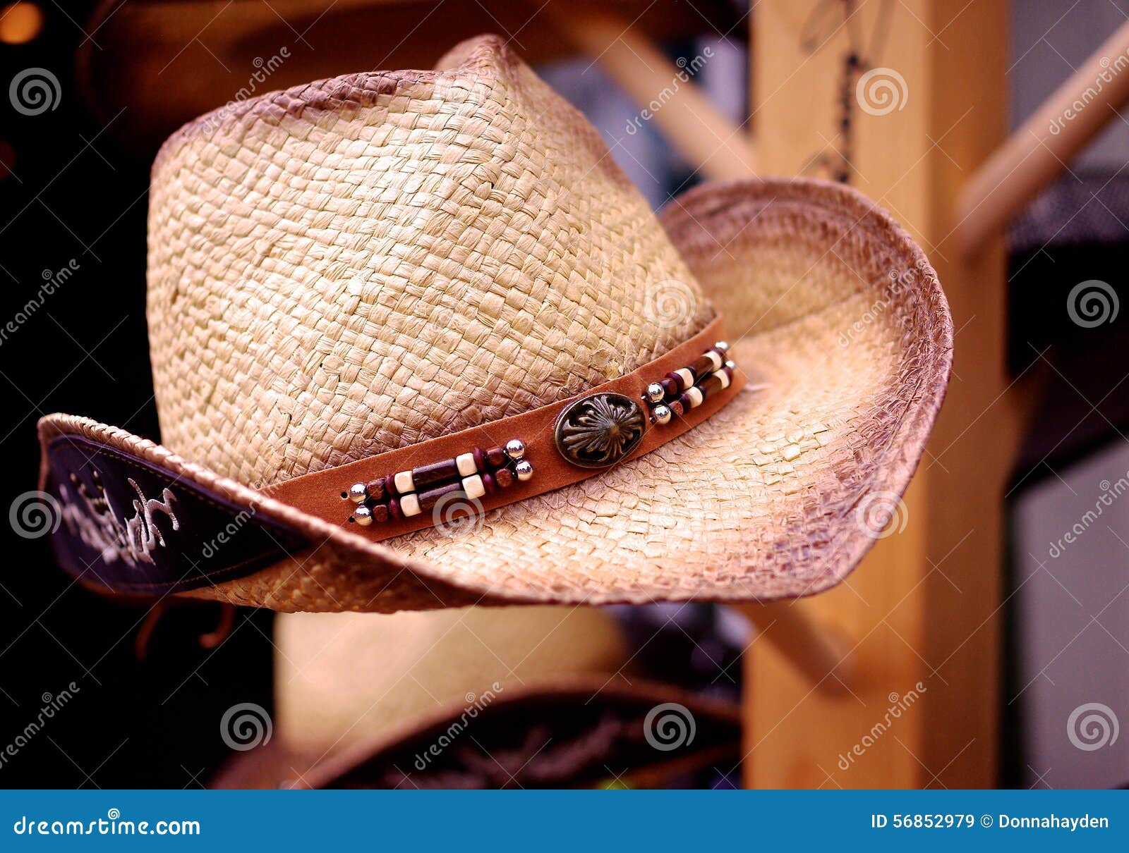 A Straw Cowboy Hat on Display Stock Image - Image of equine, crafted ...