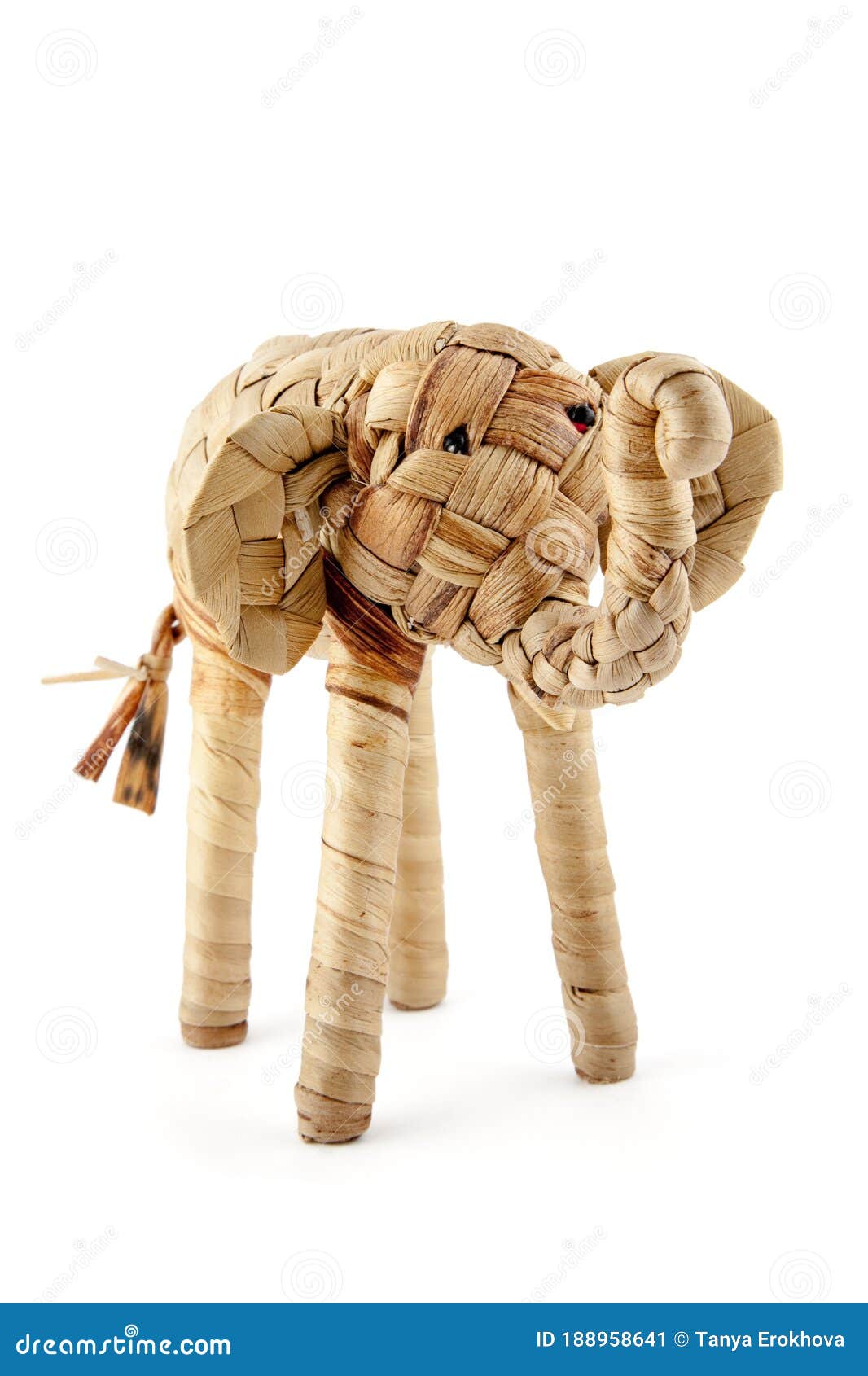 Straw Elephant Isolated on White Background Stock Image - Image of cute ...