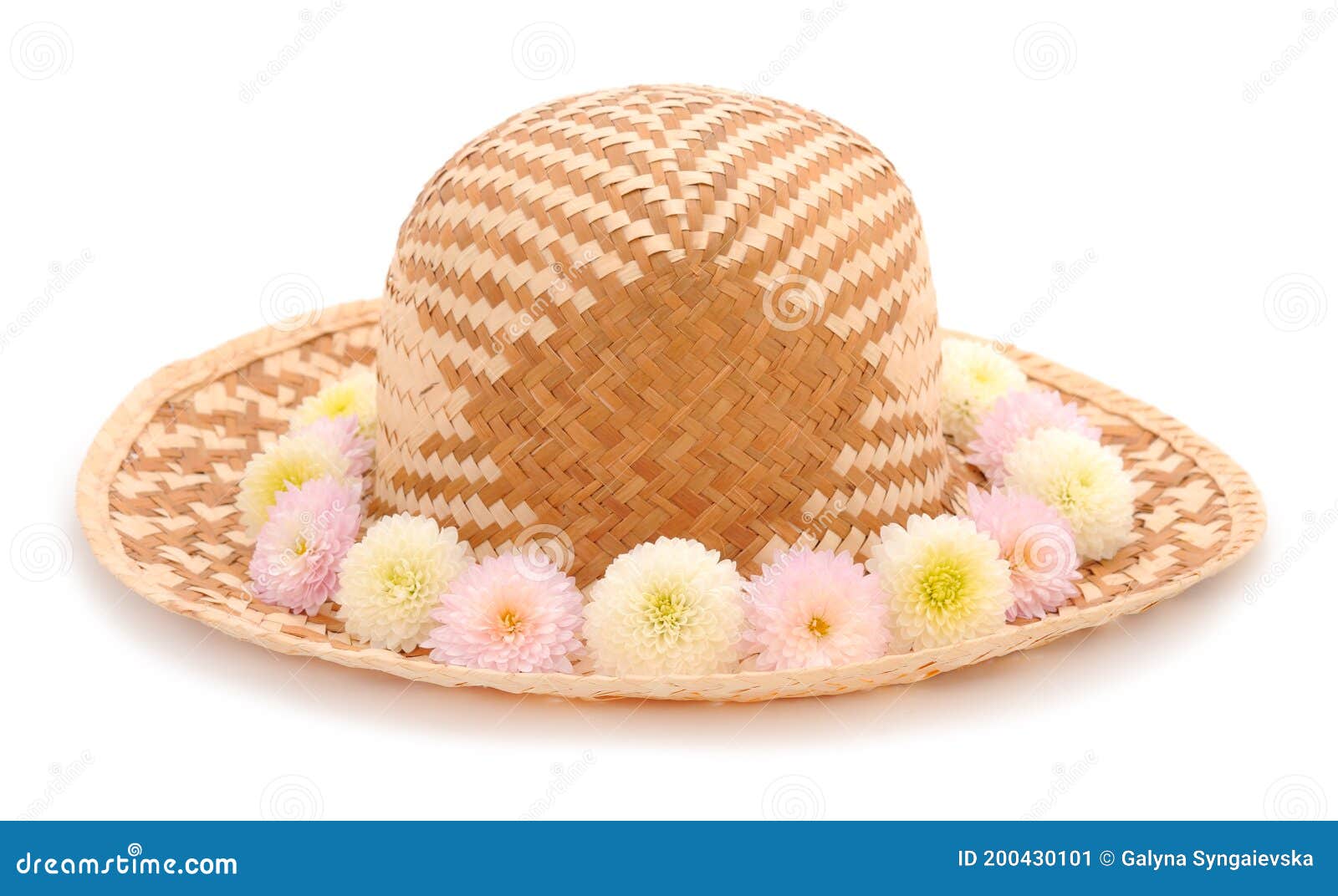 Straw hat with flowers stock image. Image of clothing - 200430101