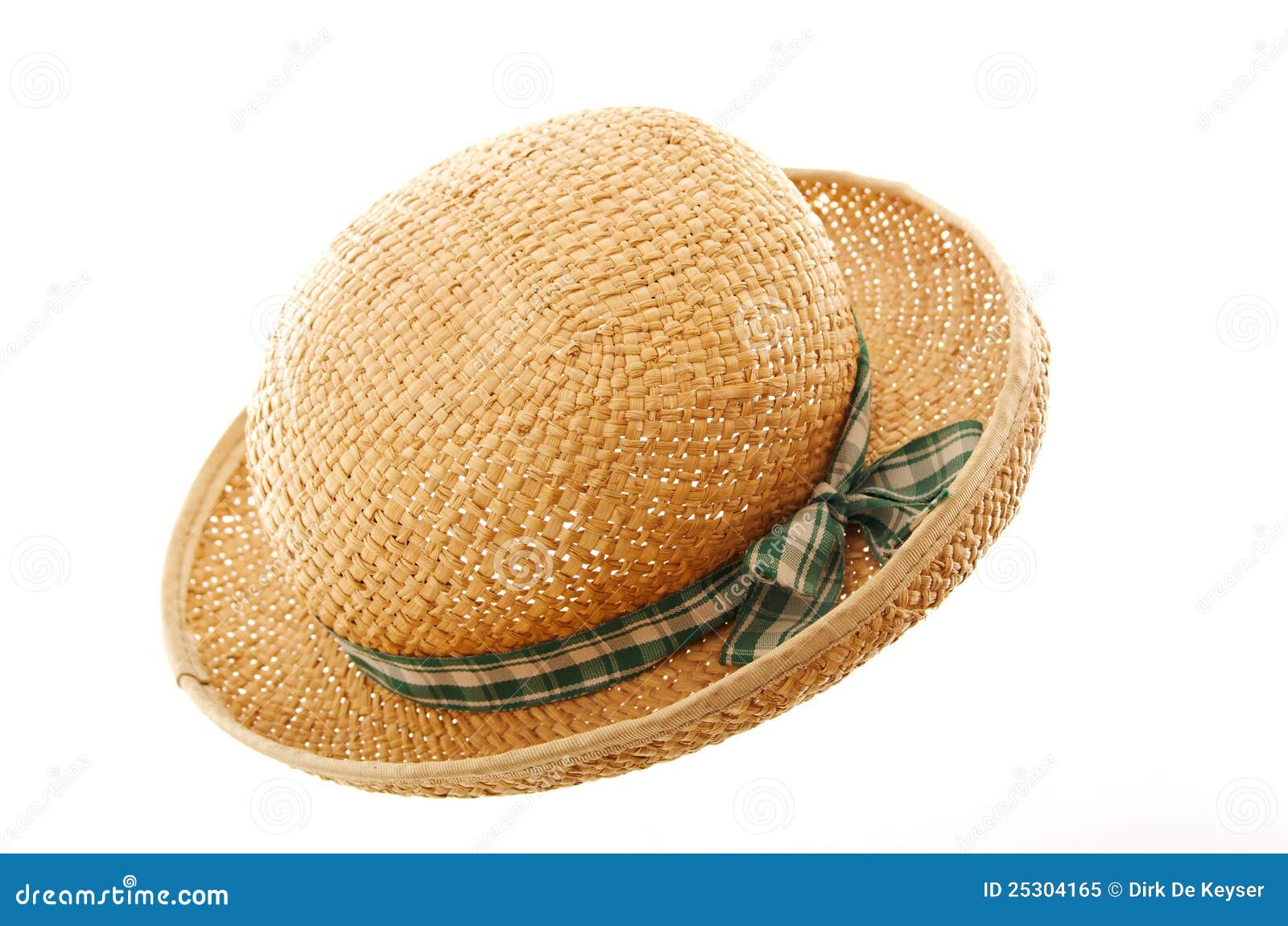 Straw Hat with Green Ribbon Stock Image - Image of white, wear: 25304165